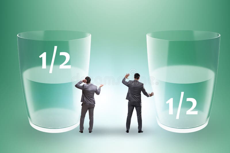 Businessman in Half Empty Half Full Glass Concept Stock Photo - Image ...