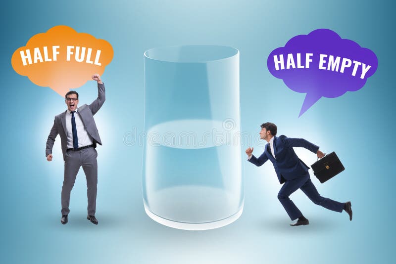 Businessman in Half Empty Half Full Glass Concept Stock Photo - Image of natural, full: 261743076