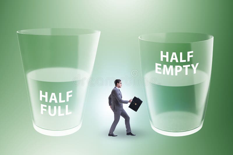 Businessman in Half Empty Half Full Glass Concept Stock Image - Image ...