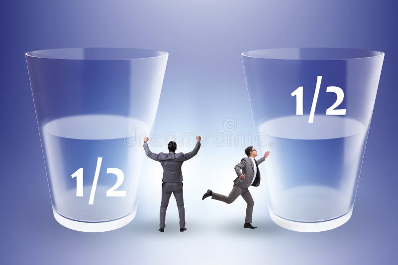 Businessman in Half Empty Half Full Glass Concept Stock Photo - Image ...