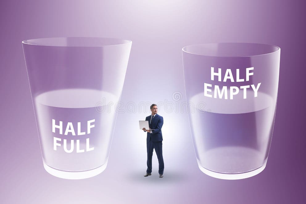 Businessman in Half Empty Half Full Glass Concept Stock Illustration ...