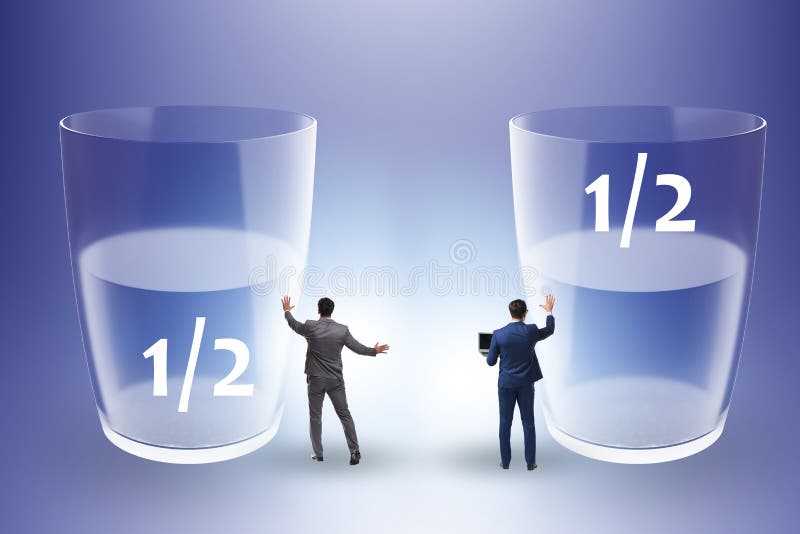 Businessman in Half Empty Half Full Glass Concept Stock Image - Image ...
