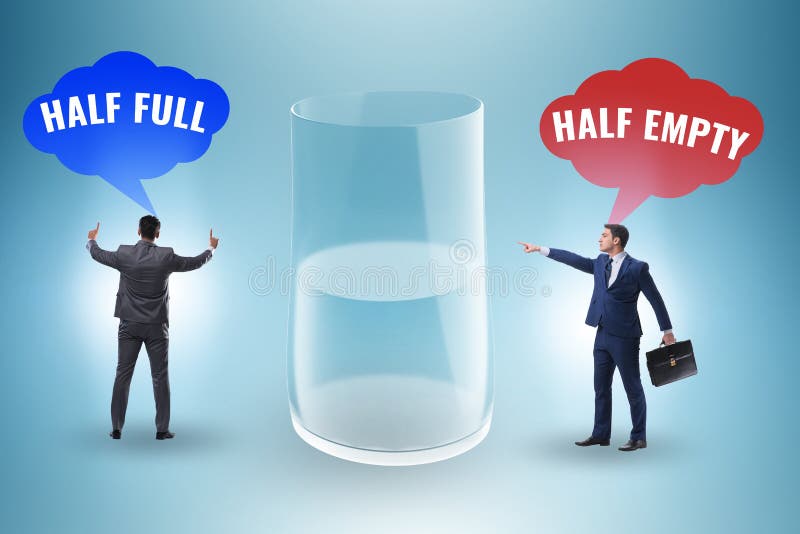 Businessman in Half Empty Half Full Glass Concept Stock Image - Image ...