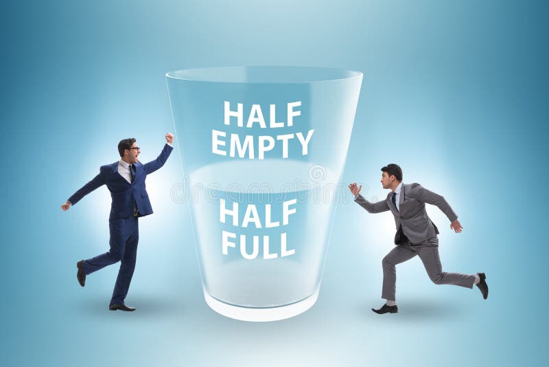 Businessman in Half Empty Half Full Glass Concept Stock Photo - Image ...