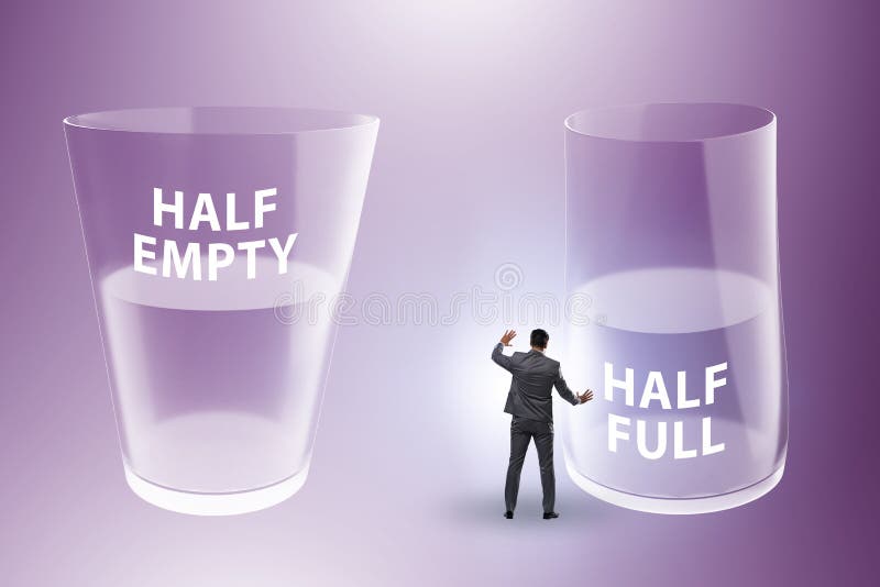 Businessman in Half Empty Half Full Glass Concept Stock Photo - Image ...