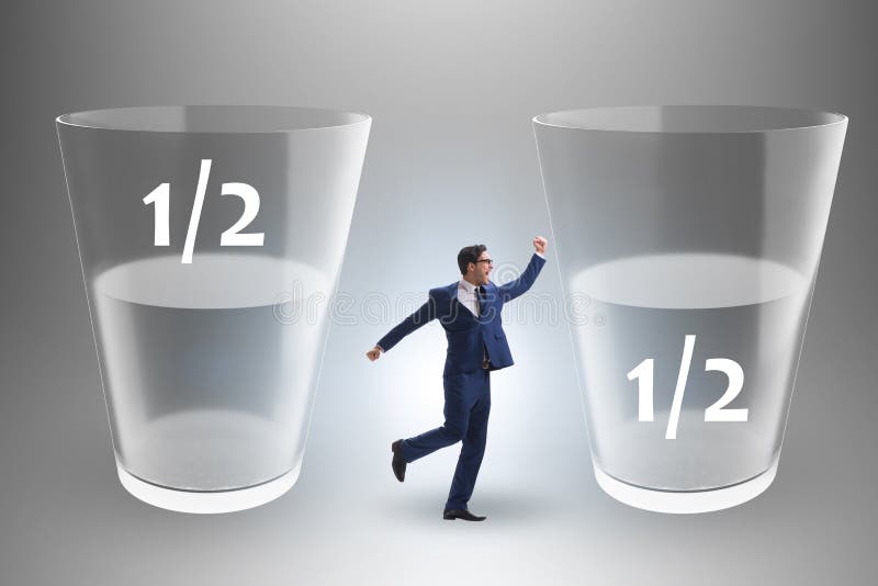 Businessman in Half Empty Half Full Glass Concept Stock Photo - Image ...