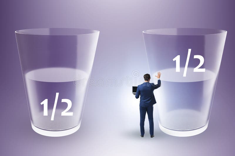 Businessman in Half Empty Half Full Glass Concept Stock Photo - Image ...