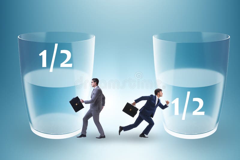 Businessman in Half Empty Half Full Glass Concept Stock Photo - Image ...