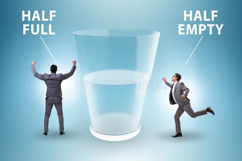 Businessman in Half Empty Half Full Glass Concept Stock Photo - Image ...