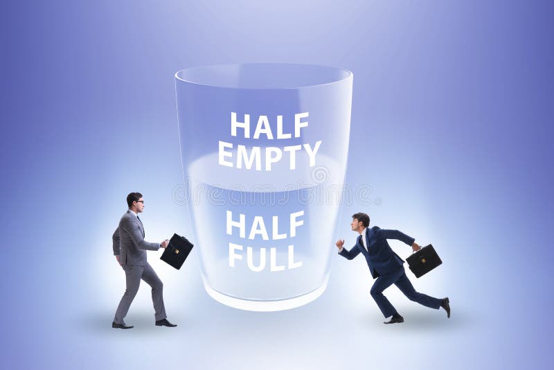 Businessman in Half Empty Half Full Glass Concept Stock Image - Image ...