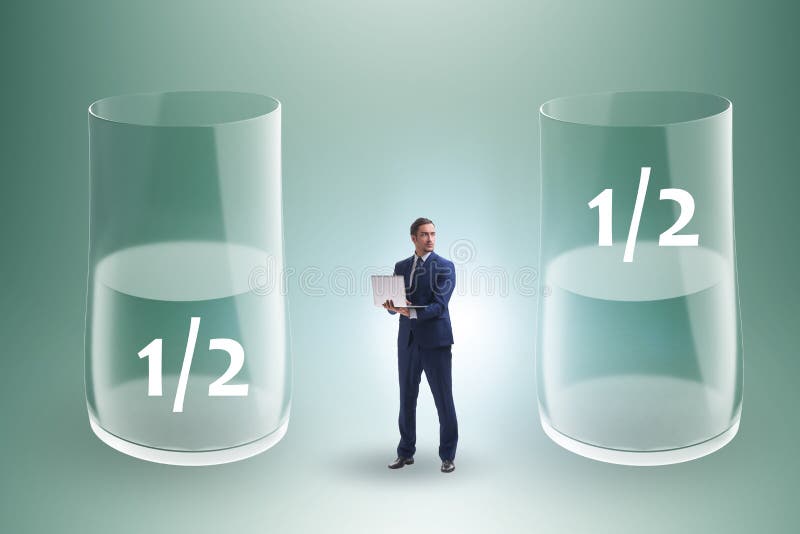 Businessman in Half Empty Half Full Glass Concept Stock Photo - Image ...
