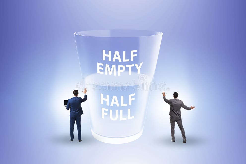Businessman in Half Empty Half Full Glass Concept Stock Image - Image ...