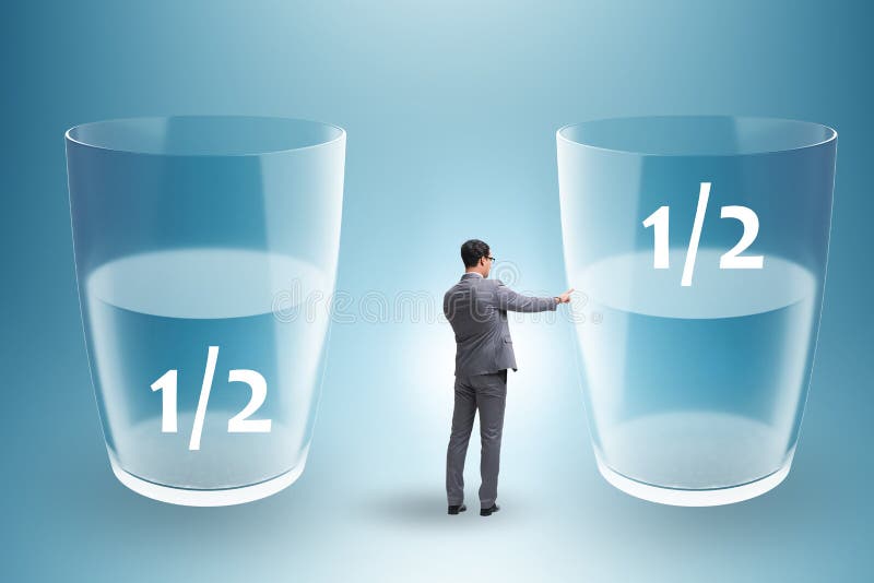 Businessman in Half Empty Half Full Glass Concept Stock Photo - Image ...