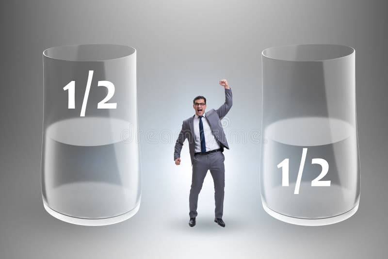 Businessman in Half Empty Half Full Glass Concept Stock Image - Image of conceptual, cold: 269152823