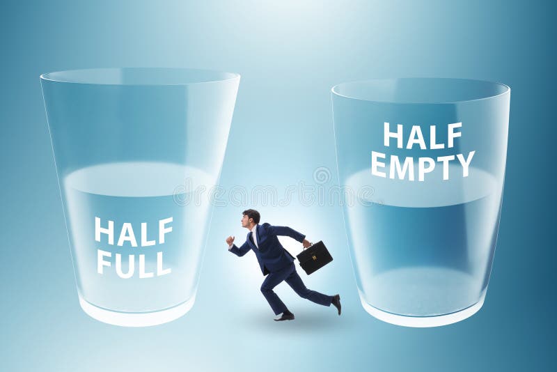 Businessman in Half Empty Half Full Glass Concept Stock Image - Image ...