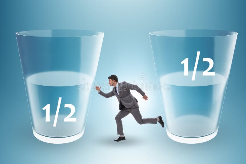 Businessman in Half Empty Half Full Glass Concept Stock Image - Image ...