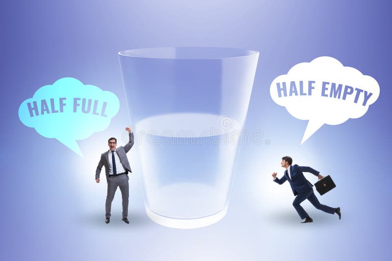 Businessman in Half Empty Half Full Glass Concept Stock Image - Image of cool, mindset: 271069643