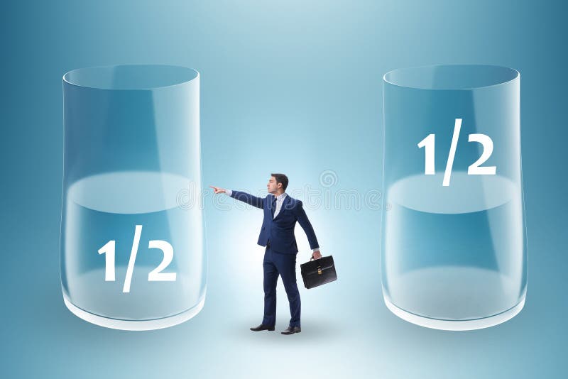 Businessman in Half Empty Half Full Glass Concept Stock Image - Image ...