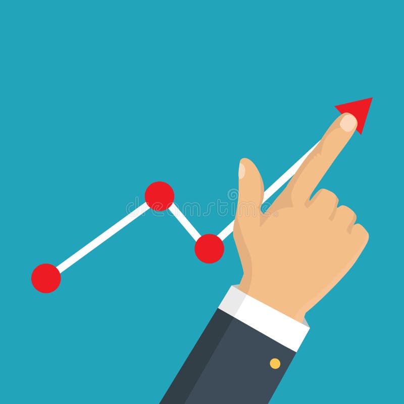 Businessman Hand with Arrow Graph Up Higher. Vector Illustration Stock ...