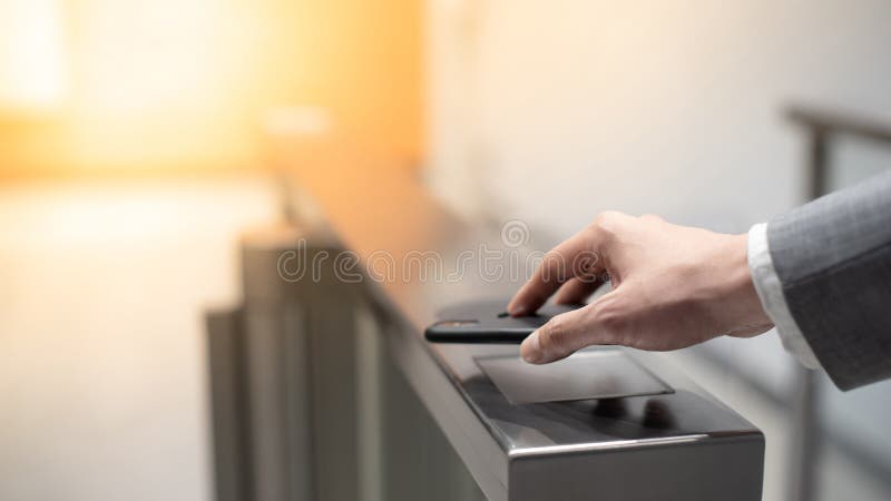 Using Smart Smartphone To Open Automatic Gate Stock Image - Image of ...