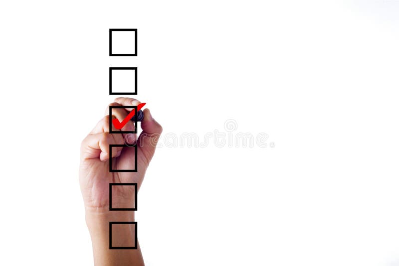 Businessman Hand Checking Mark on Checklist with Marker Over White ...