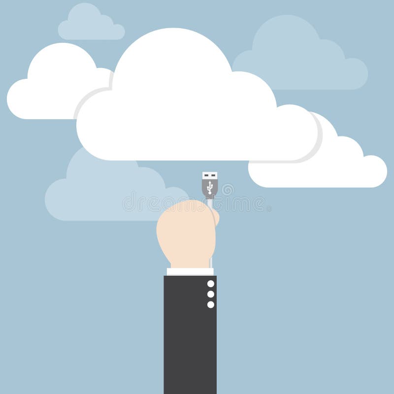 Businessman Hand Connecting Cable To the Cloud, Cloud Computing Stock ...