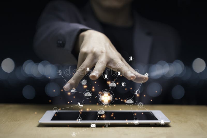 Businessman Hand Create Artificial Intelligence for Technology ...