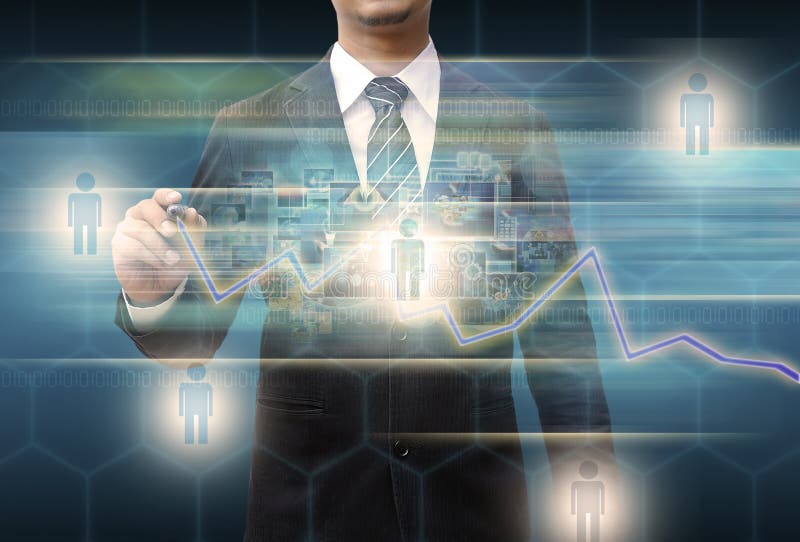 Businessman Hand Drawing Business Graph Stock Photo - Image of diagram ...