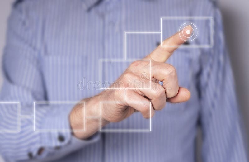 Businessman Hand Drawing Digital Scheme or Mindmap. Screen Showing ...