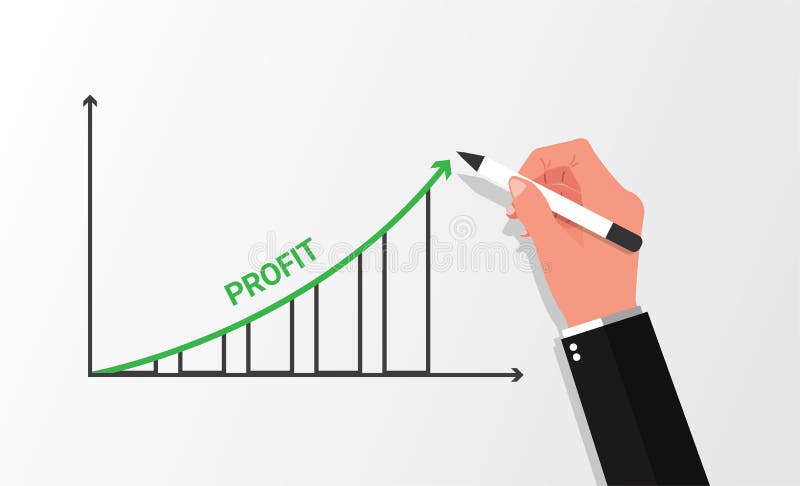 Businessman Hand Drawing Graph Profit Increase Vector Illustration ...
