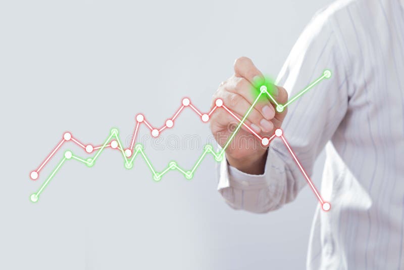 Businessman Hand Drawing a Graph Show. Stock Photo - Image of growth ...