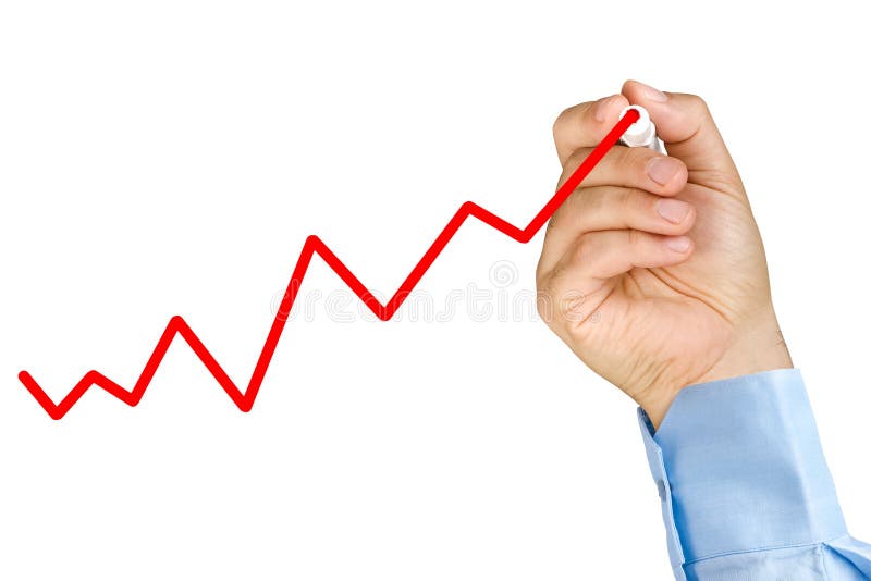 Businessman Hand Drawing Upward Graph Stock Photo - Image of whiteboard ...