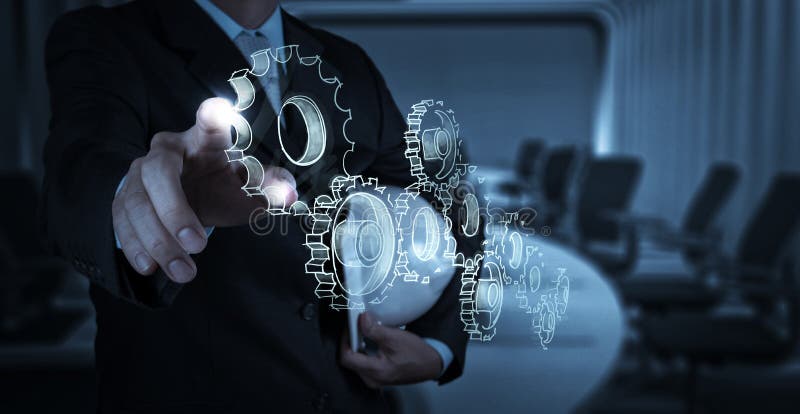 Engineer Draws an Electronic Single Line and Fire Alarm Riser Sc Stock ...