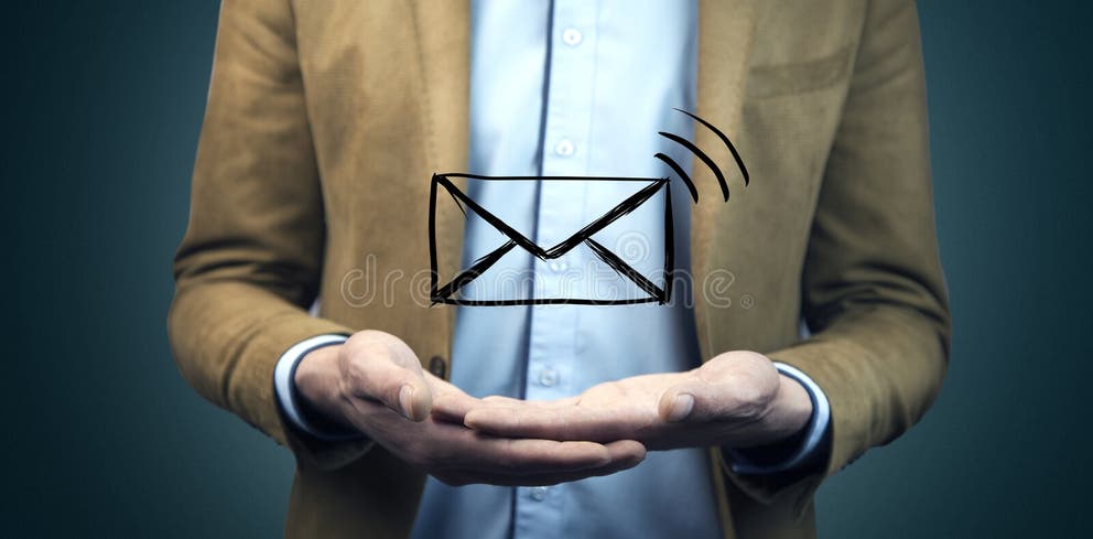 Businessman Hand Email Icon on a Virtual Screen Stock Image - Image of ...