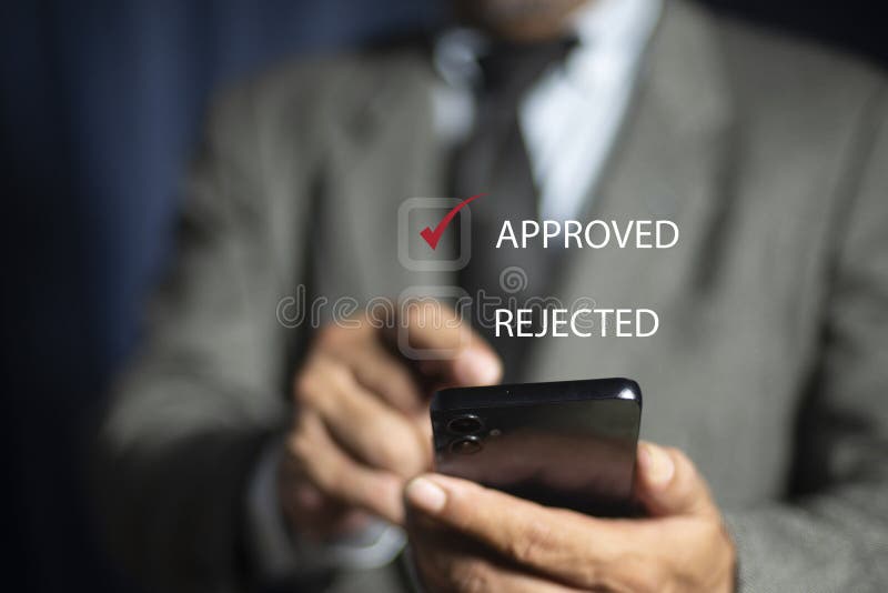 Businessman Hand Finger Point and Choose Word Approve. Check Electronic ...