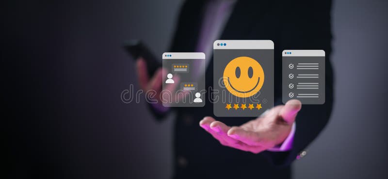 Businessman Hand with Glowing Digital Interfaces Showing Customer ...