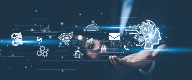 Businessman Hand Hold Artificial Intelligence AI,on Big Data Network ...