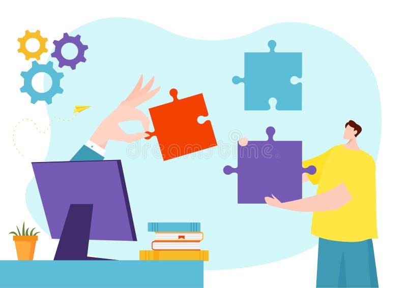 Businessman Hand Hold Business Puzzle, Teamwork Colleague Work Together ...