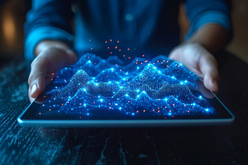 Businessman Hand Hold Tablet with Virtual Graph , Technology Concept ...