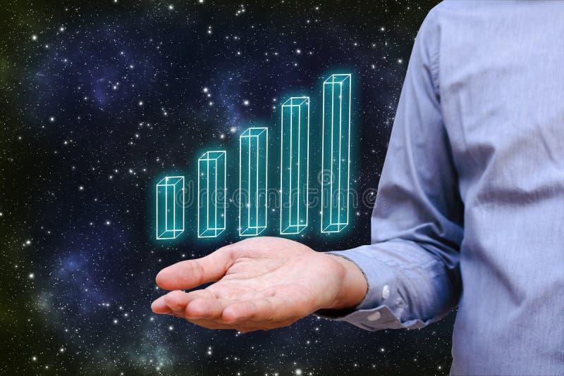 Businessman Hand with Holding Chart that is Glowing and Growing. Stock ...