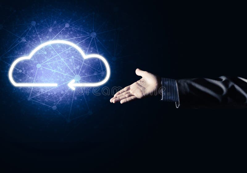 Digital Cloud Icon As Symbol of Wireless Connection on Dark Background ...