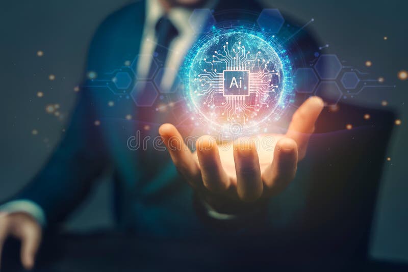 Businessman Hand Holding Globe Ai Artificial Virtual Global Internet ...