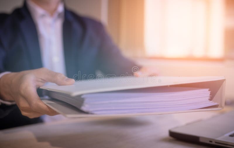 Businessman Hand Holding or Handing Over Document, Documentation ...