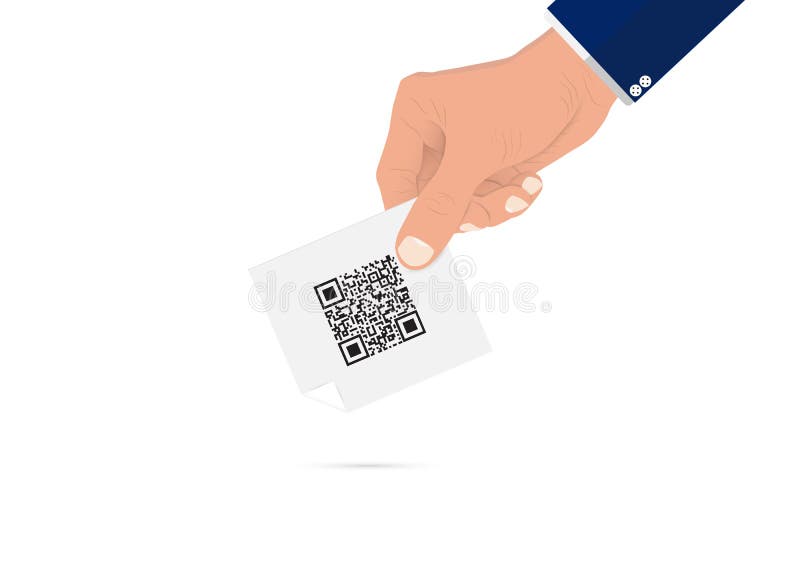 Businessman`s Hand Holding Paper with Qr Code Stock Vector ...