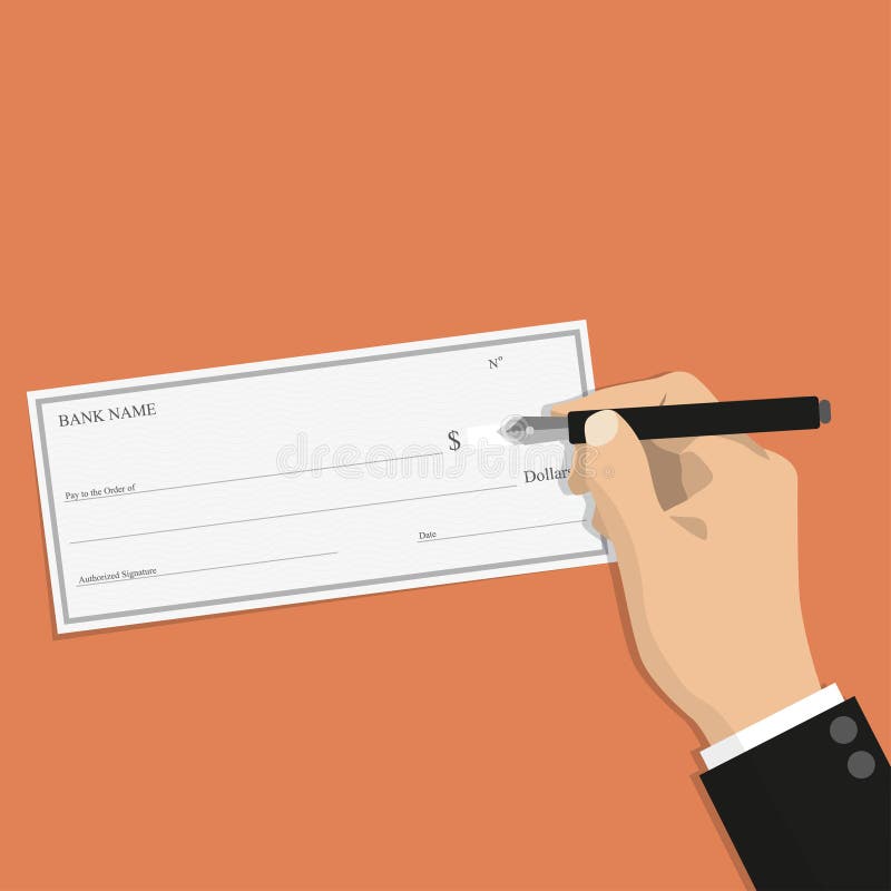 Businessman Hand Holding Pen with Bank Check Stock Vector ...