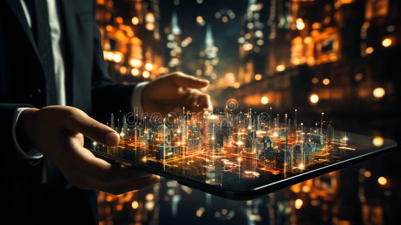 Businessman Hand Holding Smart City on Mobile Phone Stock Photo - Image ...