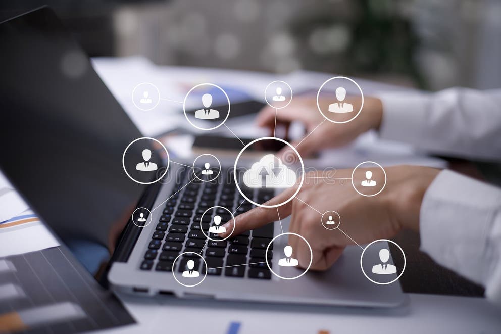 Businessman Hand Holding Smartphone and Laptop with Cloud Computing Diagram Show on Hand. Cloud ...