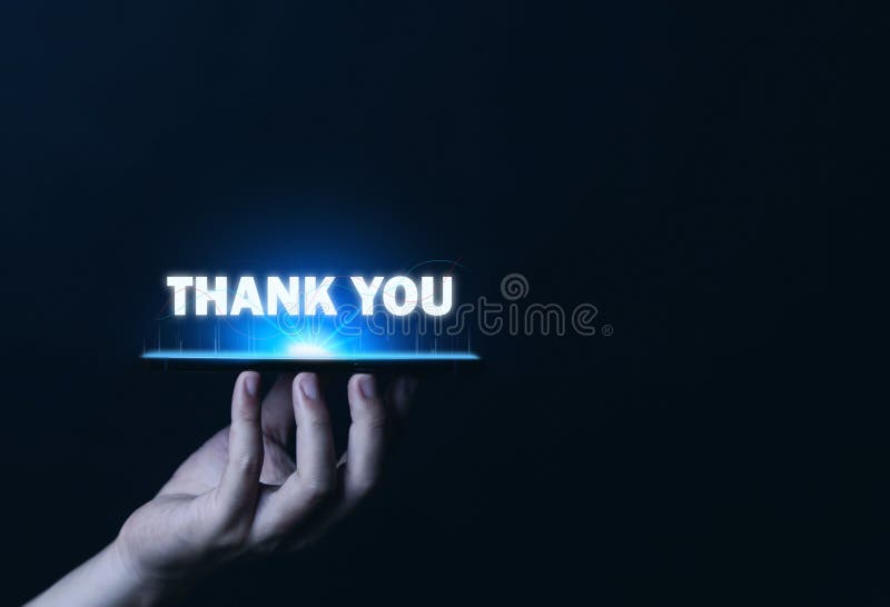 Businessman Hand Holding Smartphone Showing Thank You for the Message ... Businessman Hand Holding Smartphone Showing Thank You for the Message ...