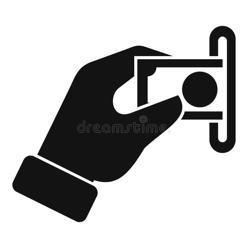 Businessman Hand Inserting Banknote in Atm Icon Stock Vector ...