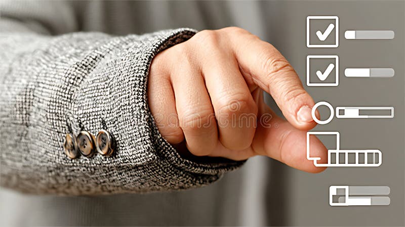 Businessman Hand Interacting with Digital Checklist and Progress ...